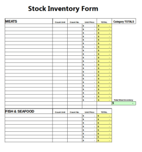 Stock Inventory Form | Free Excel Templates