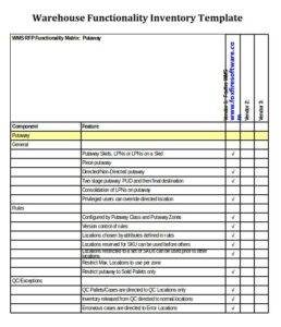 Warehouse Functionality Inventory Template | Free Excel Templates