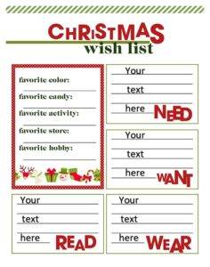 Christmas Wish List Design Template | Free Excel Templates
