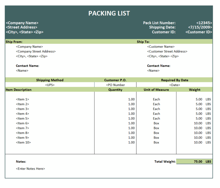 Packing List Templates | 20+ Free Printable Word, Excel & PDF Formats ...
