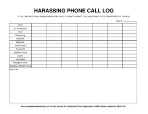 Harassing Telephone Call List Template | Free Excel Templates
