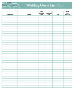 Marriage Guest List Template | Free Excel Templates