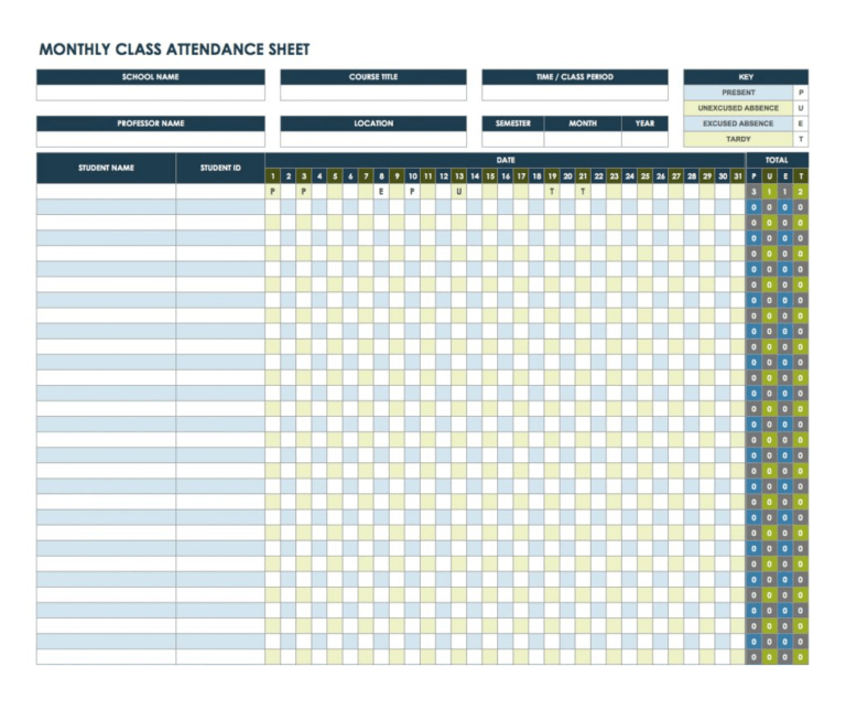 Attendance List Templates | 18+ Free Printable Xlsx, Docs & PDF Samples ...