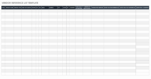Vendor Reference List Template Excel | Free Excel Templates
