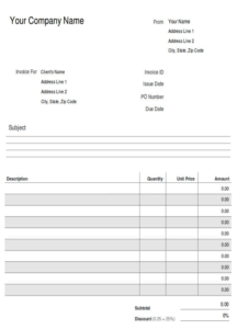 Basic Cash Invoice Template | Free Excel Templates