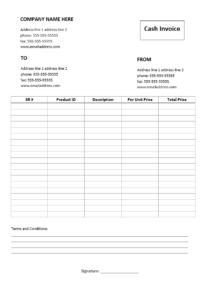 Cash Invoice Templates | 12+ Free Printable Xlsx and Docs Formats ...