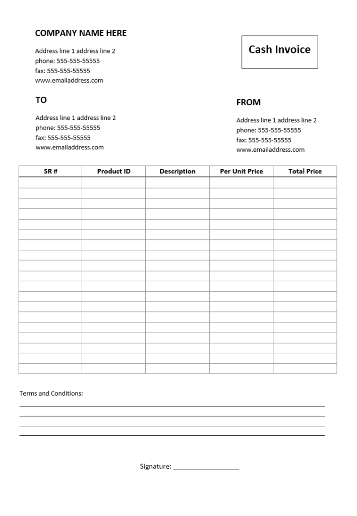 Cash Invoice Templates | 12+ Free Printable Xlsx and Docs Formats ...