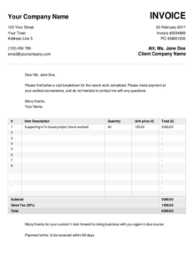 Sample Cash Invoice Layout | Free Excel Templates
