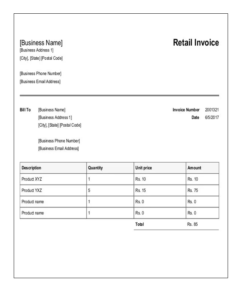 Retail Purchase Invoice Template | Free Excel Templates