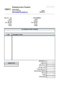 Plumbing Invoice Format | Free Excel Templates