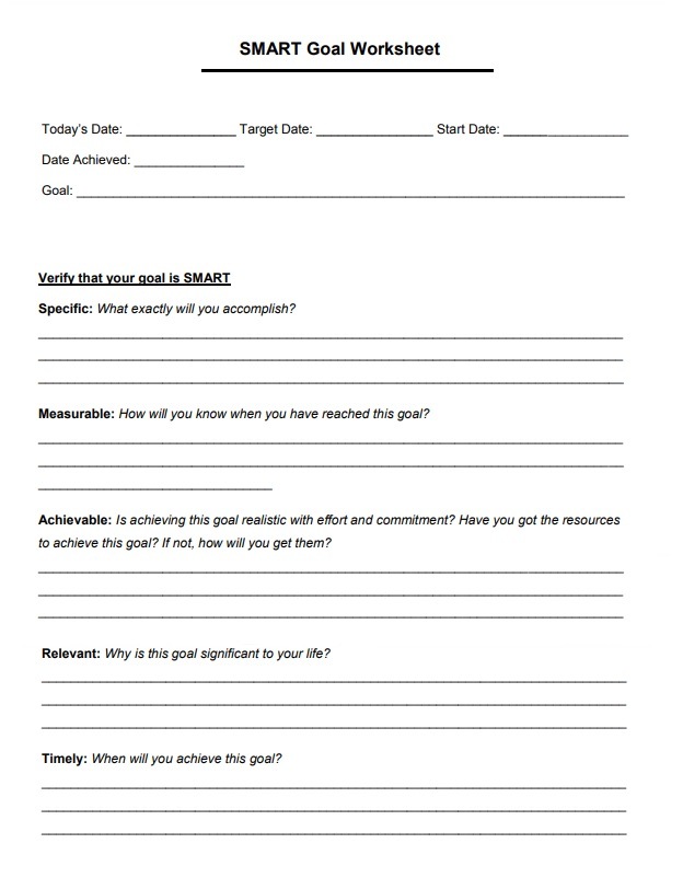 SMART Goal Sheet Template | Free Excel Templates