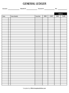 Blank General Ledger Template | Free Excel Templates