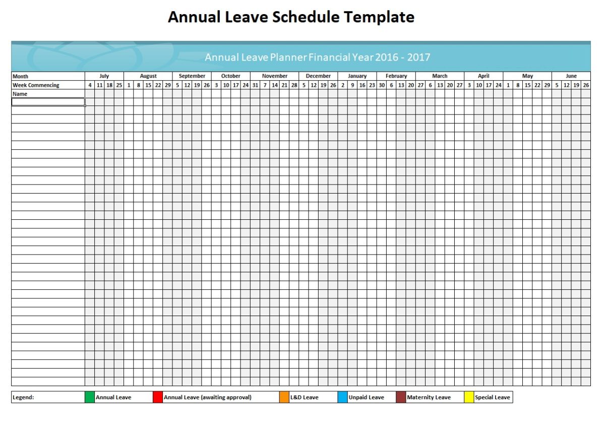 Annual Leave Schedule Template | Free Excel Templates