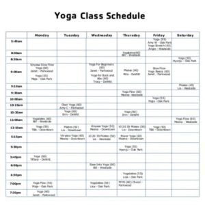 Yoga Class Schedule Template | Free Excel Templates