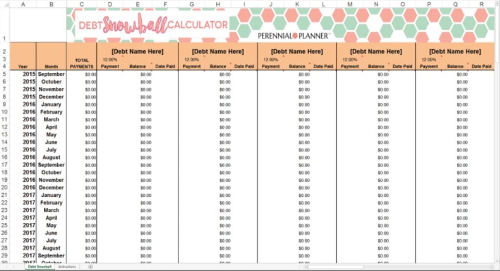 Debt Snowball Calculator Example | Free Excel Templates