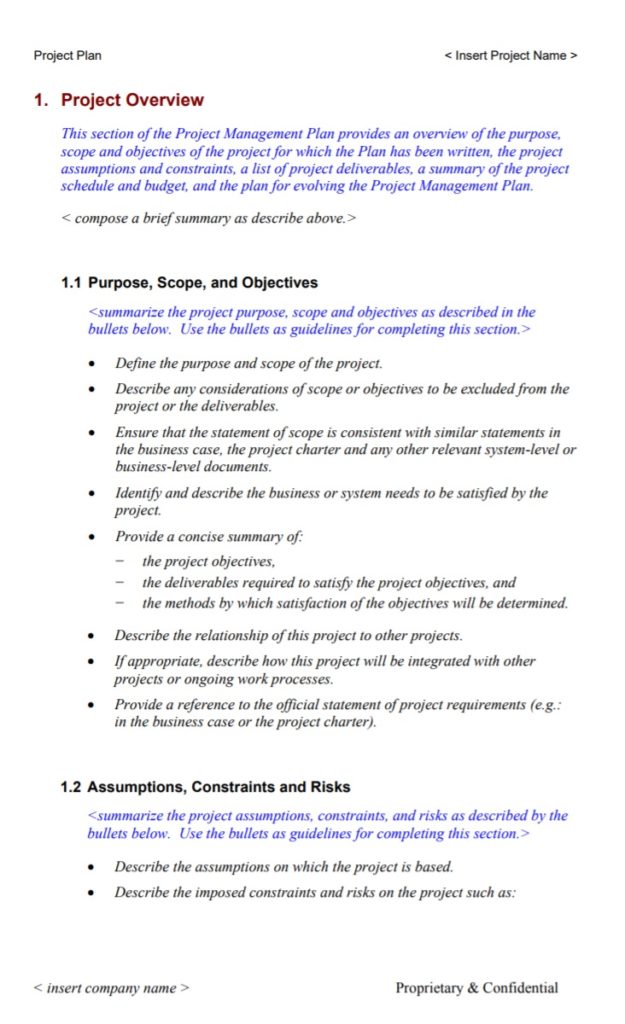 Project Management Plan Template PDF | Free Excel Templates