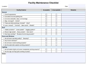 Facility Maintenance Checklist Templates | 11+ Free Xlsx, Docs & PDF ...