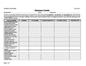 School Facility Maintenance Checklist Template | Free Excel Templates