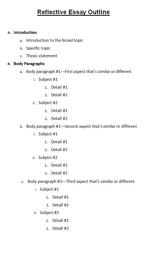 Reflective Essay Outline Example | Free Excel Templates
