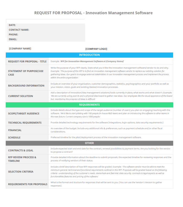 Request for Proposal Templates | 14+ Free Printable Xlsx, Docs and PDF ...