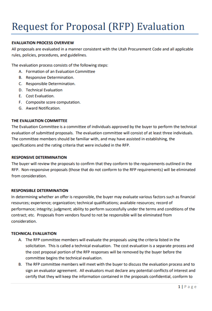 Request for Proposal Evaluation Template | Free Excel Templates