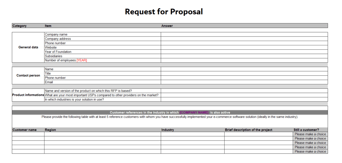 Request for Proposal Templates | 14+ Free Printable Xlsx, Docs and PDF ...
