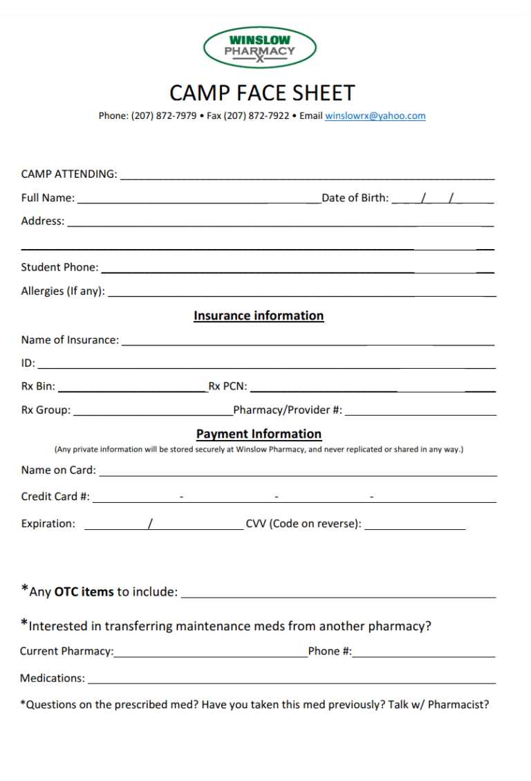 Face Sheet Templates | 10+ Free Printable Xlsx, Docs and PDF Formats ...